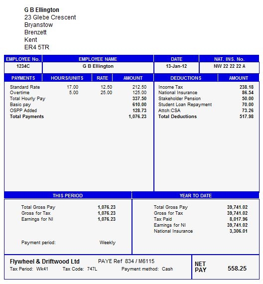 Free Payslip Template Hmrc Printable Templates